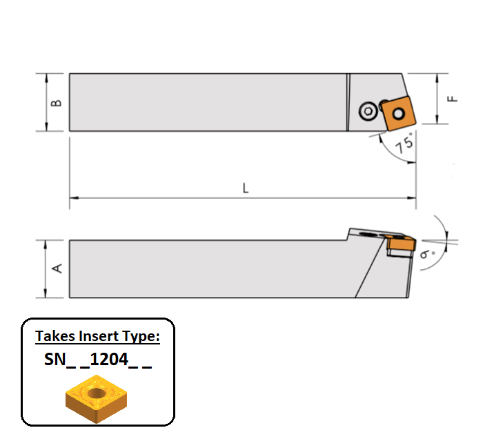 PSBNL 2525 M12 (75Deg) Lever Lock Clamp Toolholder - engineeringsupplies.co.uk